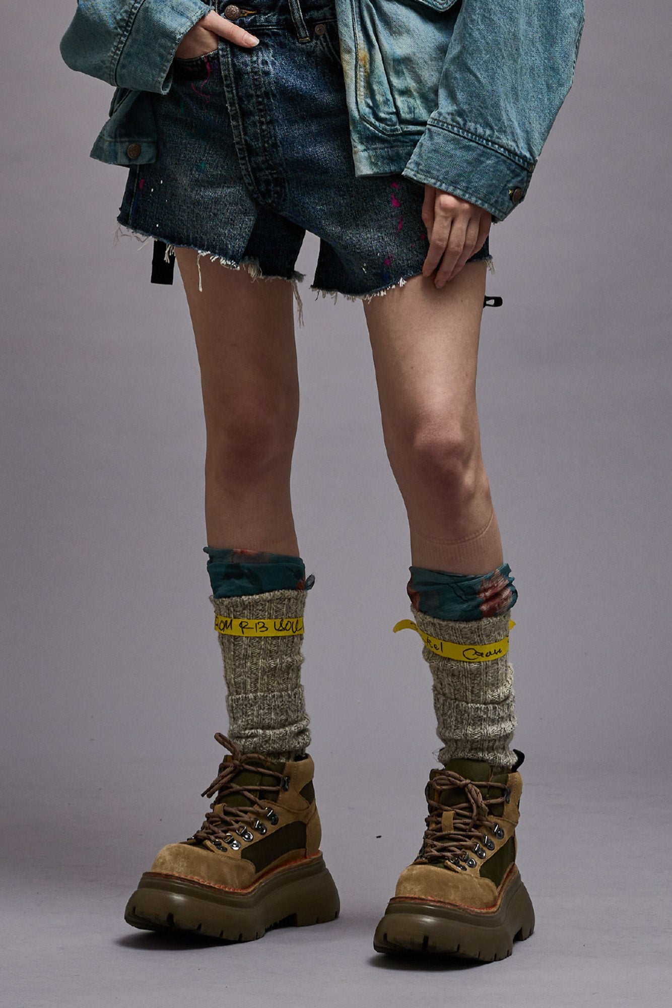 BULKY TRAILBLAZER HIKING BOOT - BROWN AND OLIVE - R13