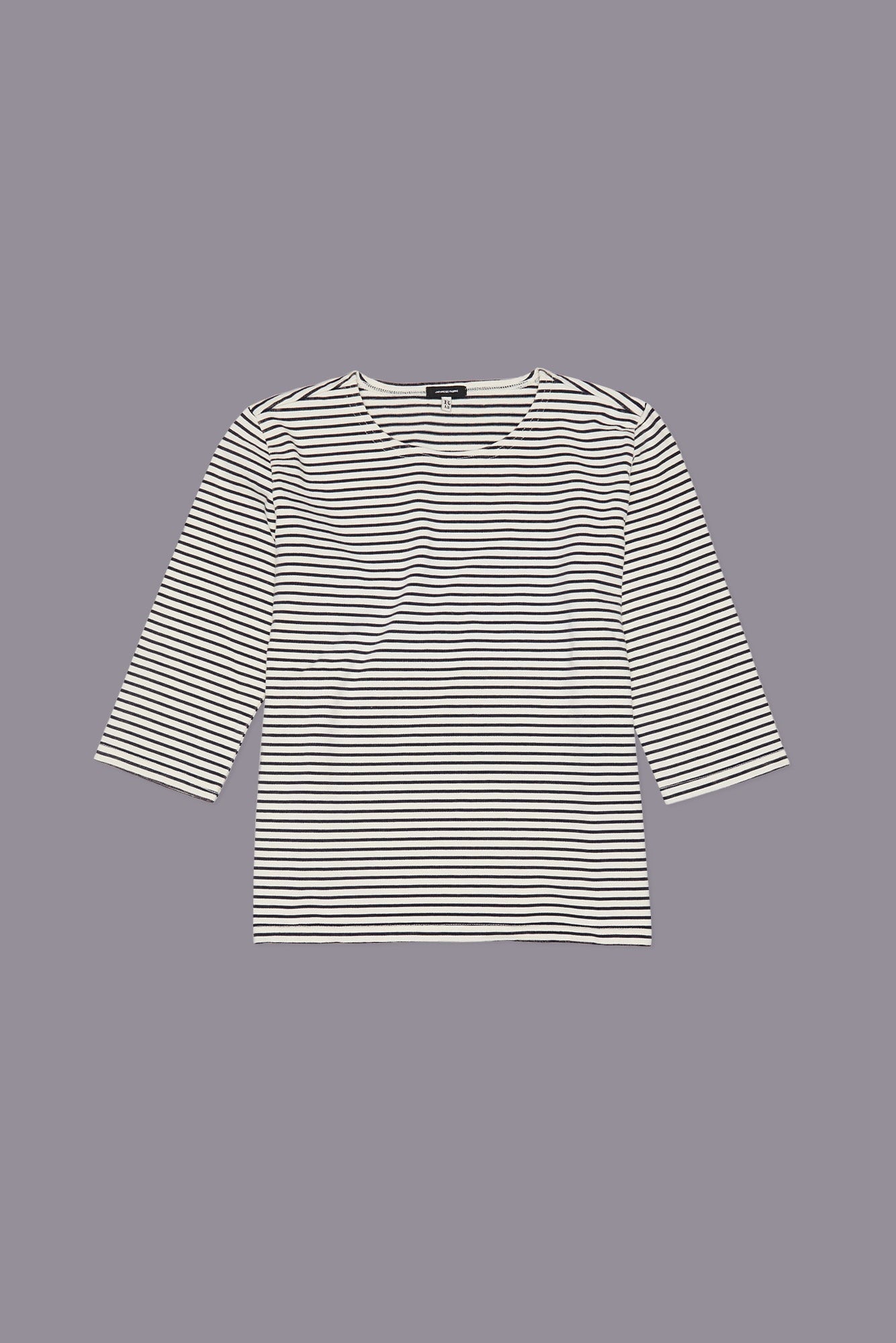 ELBOW SLEEVE STRIPE TEE - NAVY/ECRU NARROW STRIPE - R13