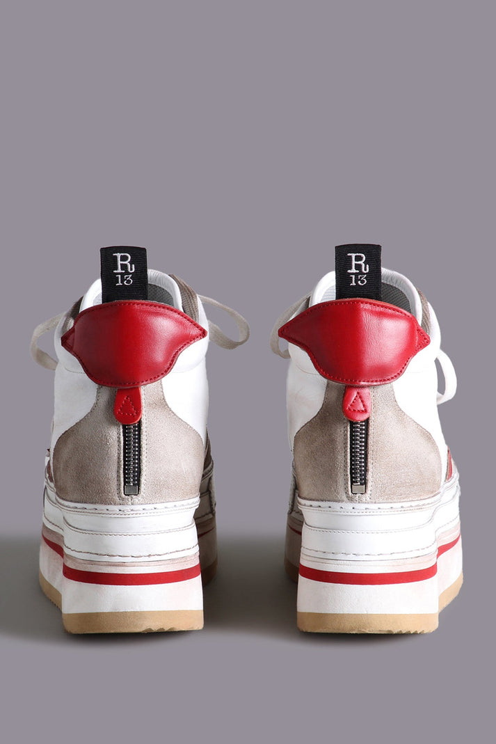 The Riot Leather High Top - Red and White | R13 Denim Official Site
