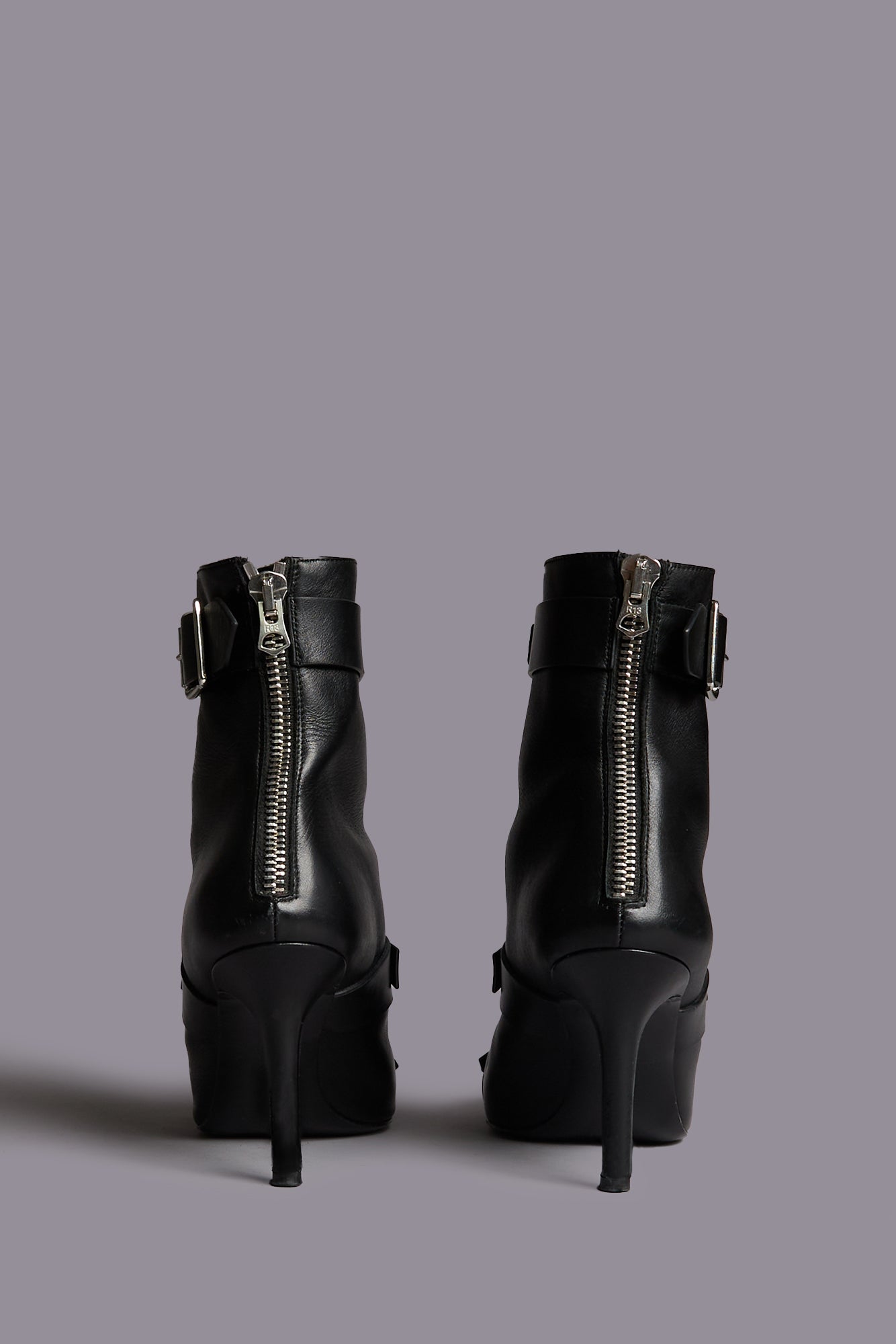 STRAPPED SKINNY ANKLE HEELED BOOT - BLACK – R13