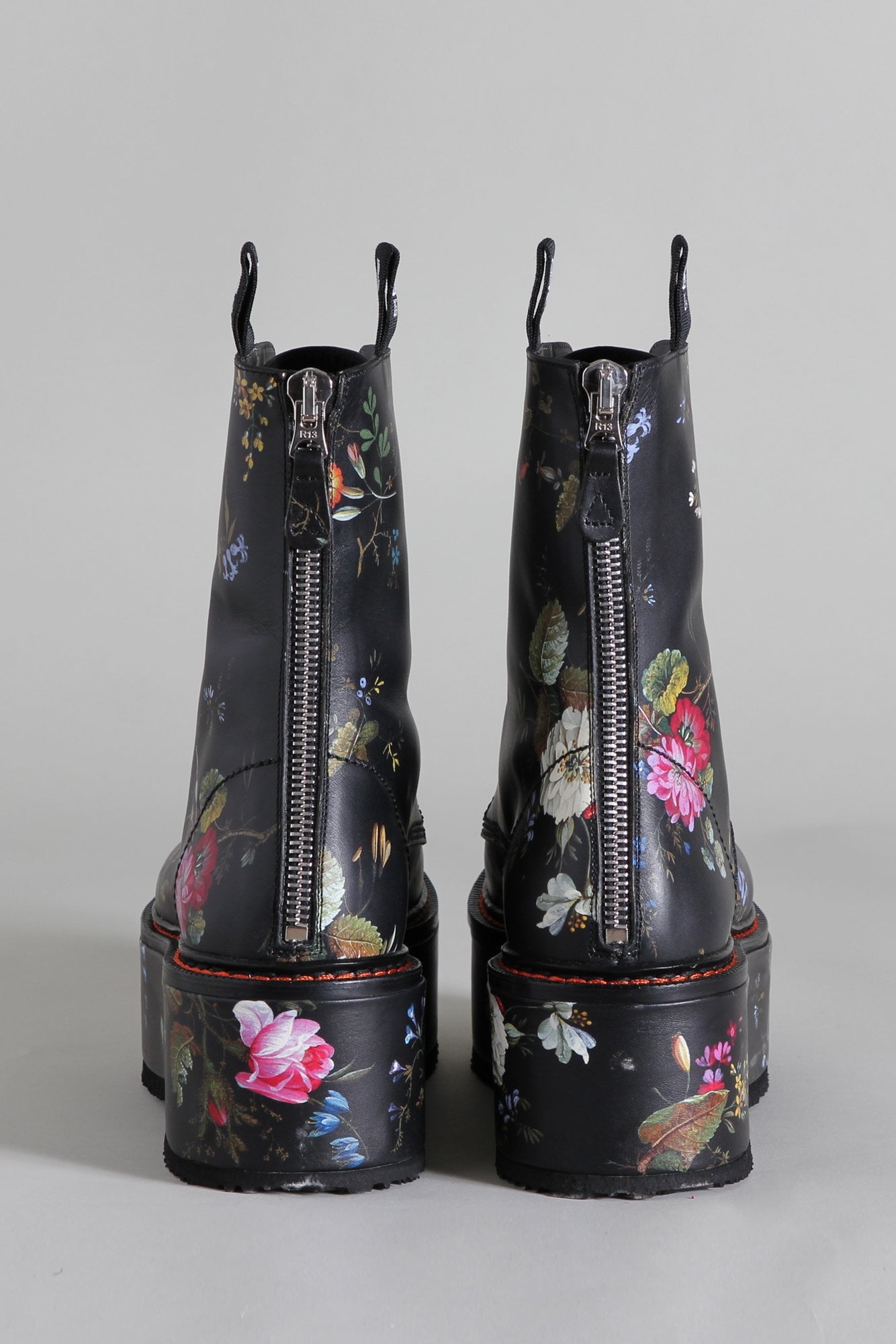DOUBLE STACK BOOT - BLACK FLORAL - R13 COMBAT BOOTS