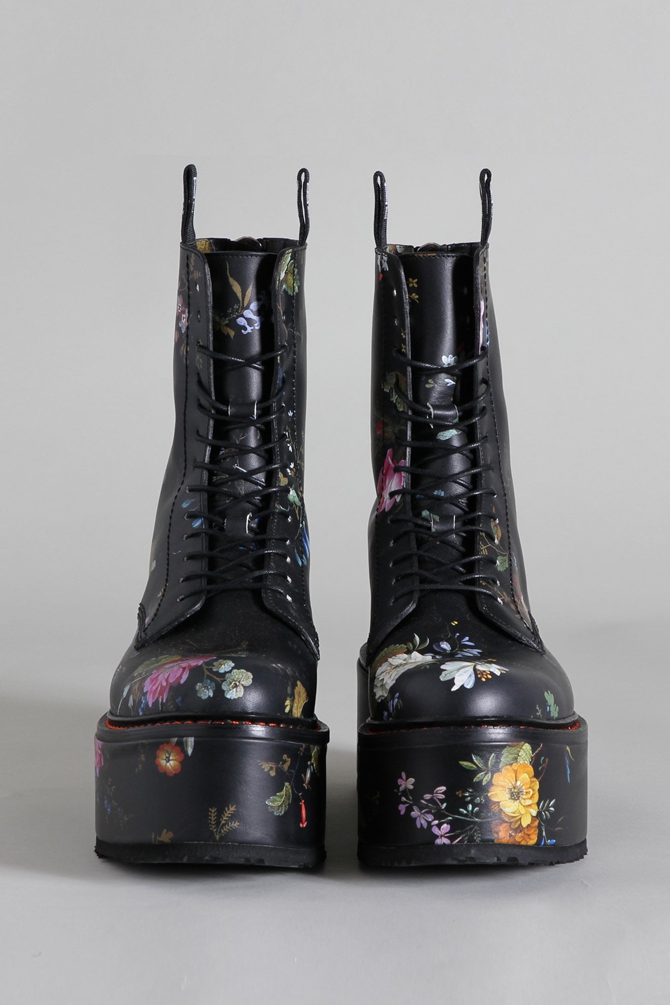DOUBLE STACK BOOT - BLACK FLORAL - R13 COMBAT BOOTS