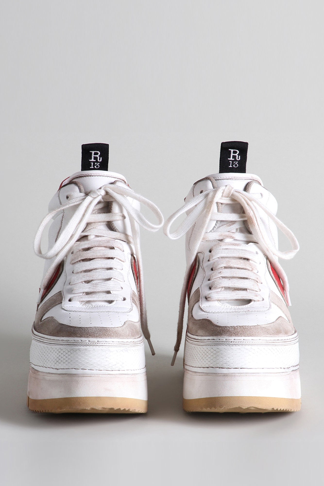 The Riot Leather High Top - Red and White | R13 Denim Official Site