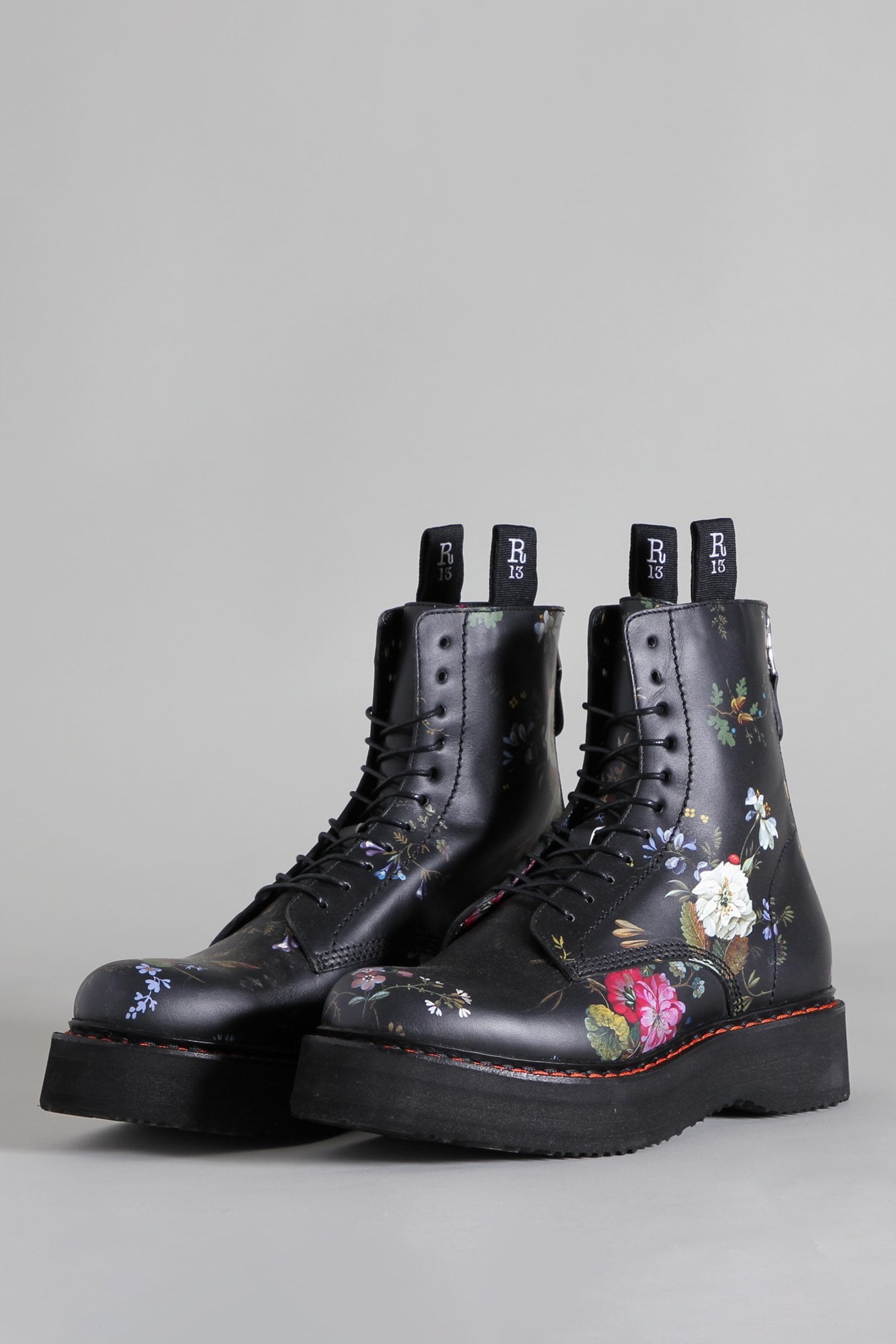 SINGLE STACK BOOT - BLACK FLORAL – R13